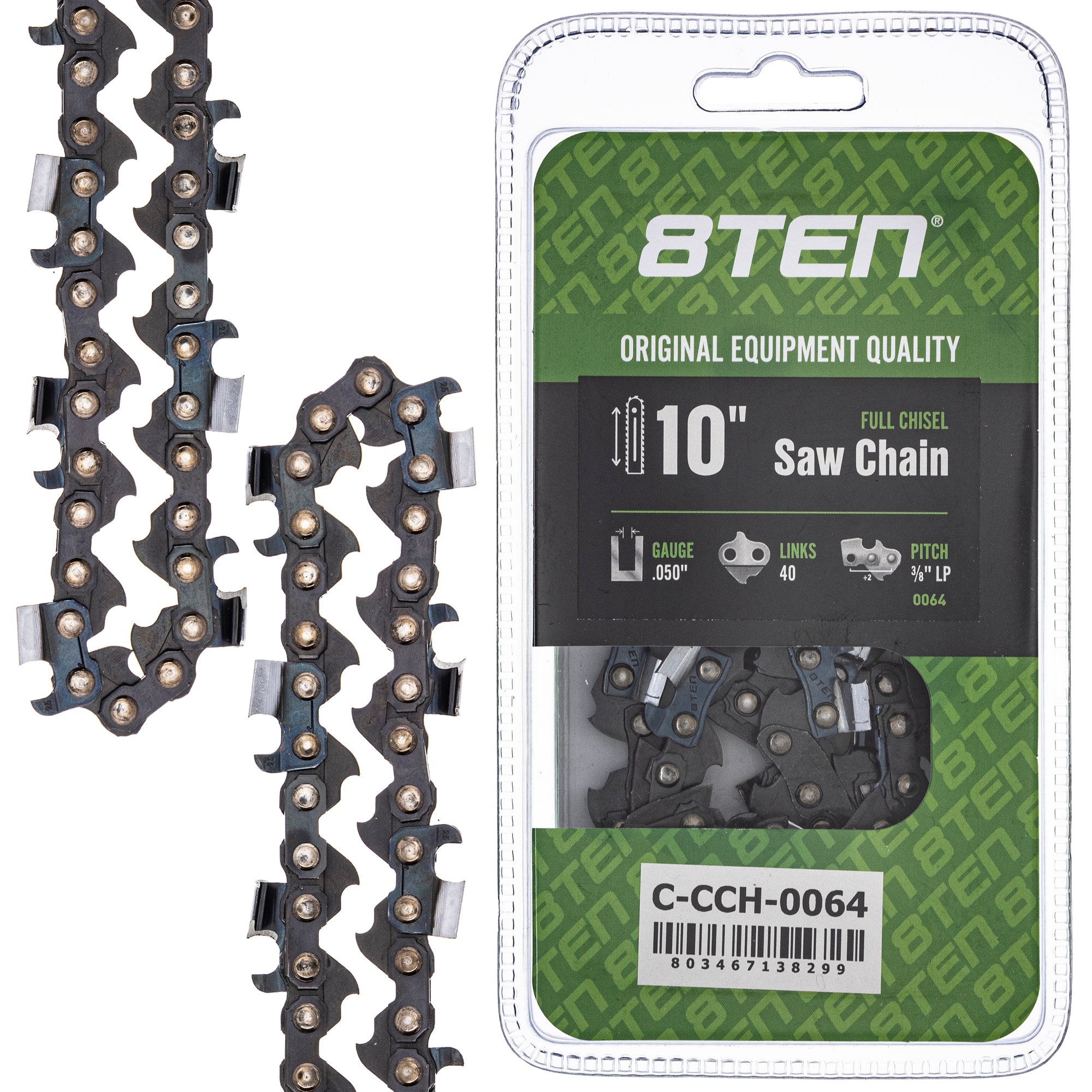 Chainsaw Chain 10 Inch .050 3/8 LP 40DL For Craftsman | 8TEN